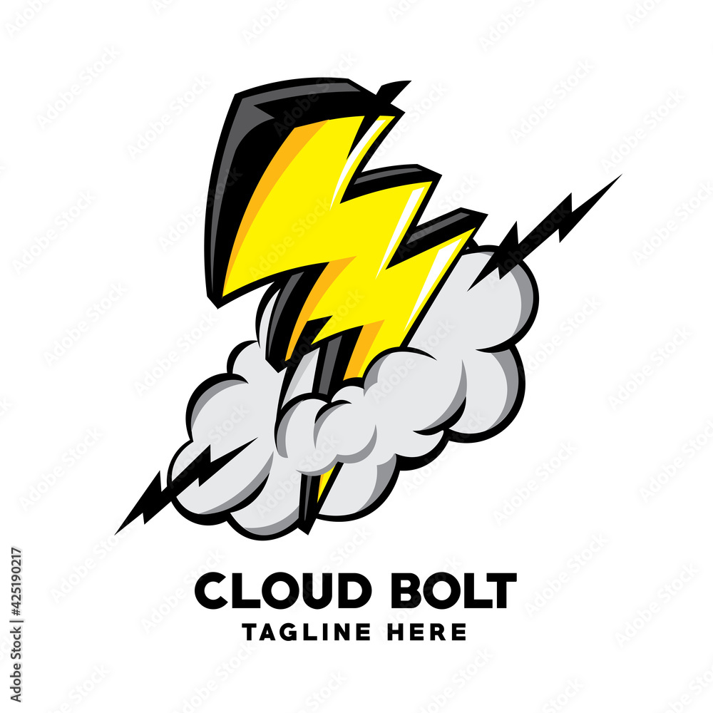 Cloud and Bolt vector illustration logo, perfect for t shirt design ...