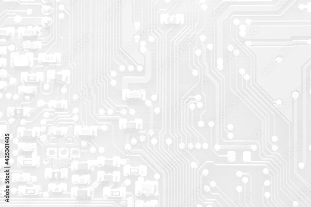 White texture background of printed circuit board. Computer technology ...