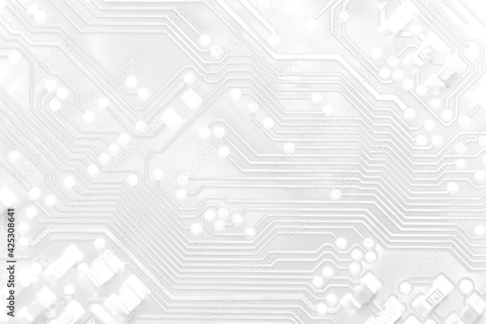 White texture background of printed circuit board. Computer technology ...