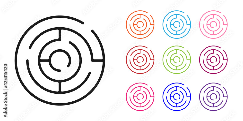 Black Minotaur maze or labyrinth icon isolated on white background ...