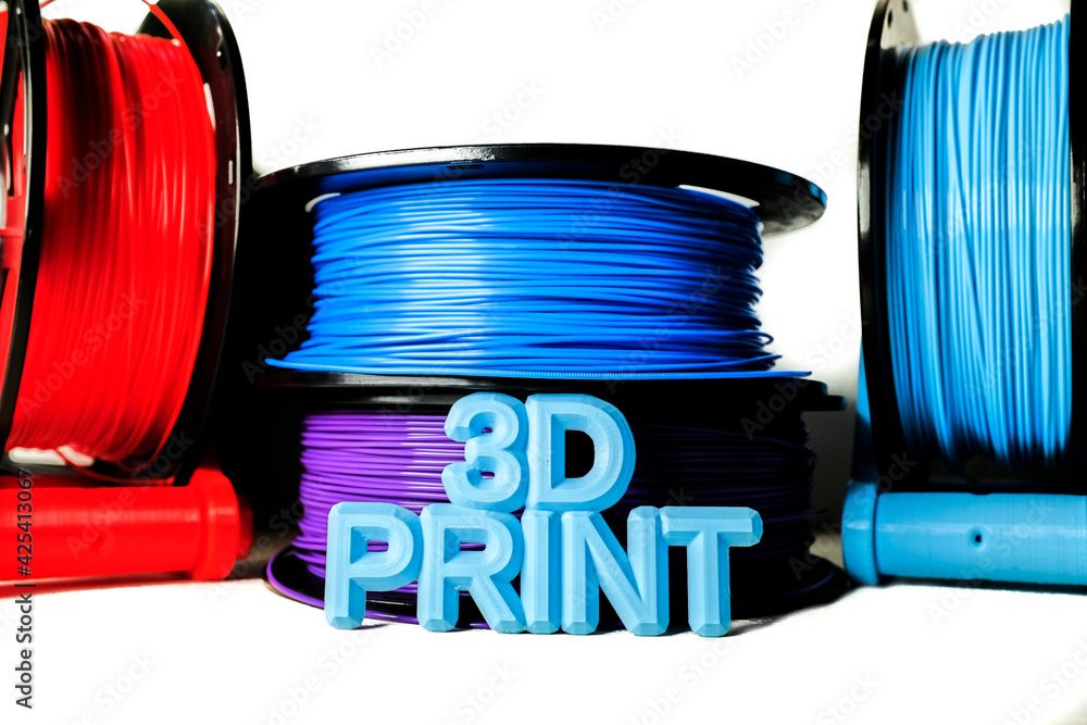 3d text symbol made of 3d printer and coil filament 3d printer Stock ...