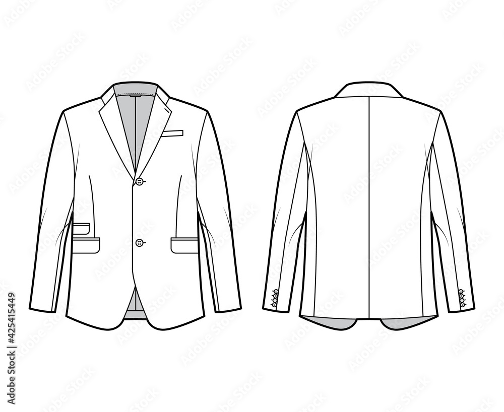 Tailored jacket lounge suit technical fashion illustration with long ...