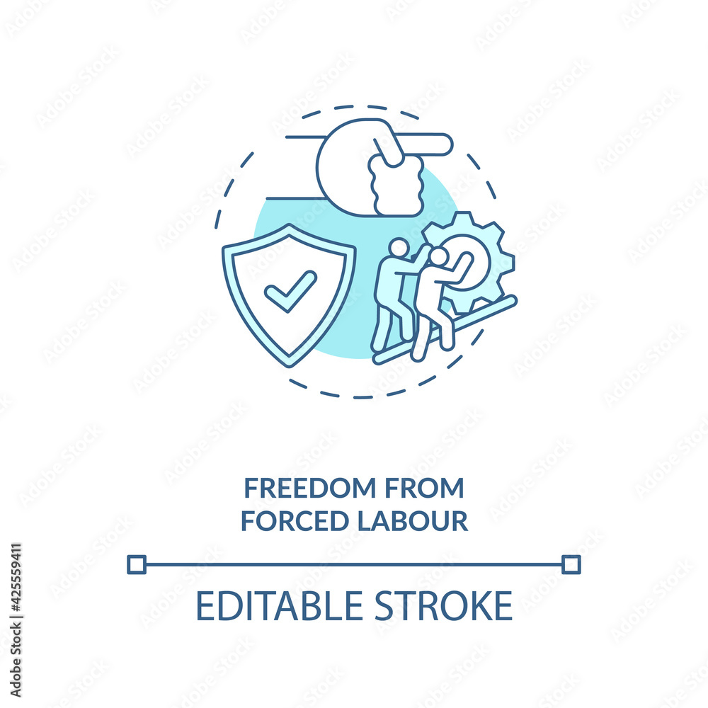 Freedom from forced labour blue concept icon. Stop labour exploitation ...