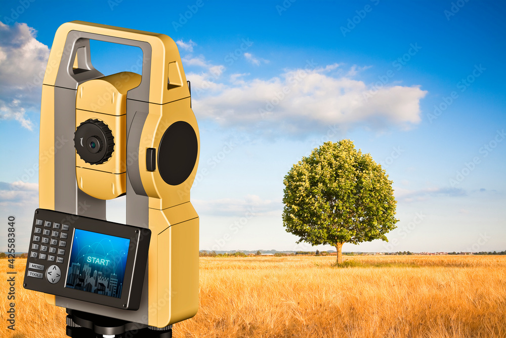 Isolated oak tree in a golden wheat field and 3D rendering of a ...