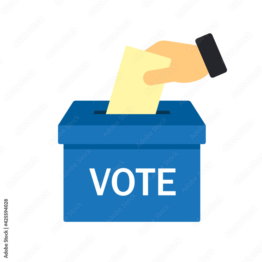 Hand voting ballot box icon, Election Vote concept, Simple flat design for web site, logo, app ...