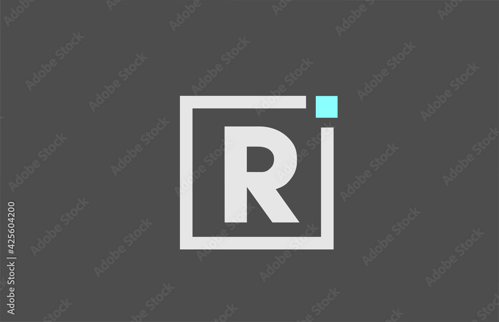 grey R alphabet letter icon logo. Square design for company and ...