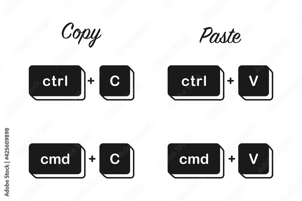 Vector de Stock Ctrl C Cmd C and V shortcut keys for copy paste ...