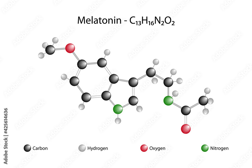 Chemical formula of melatonin. Molecular structure of melatonin. Stock Vector | Adobe Stock