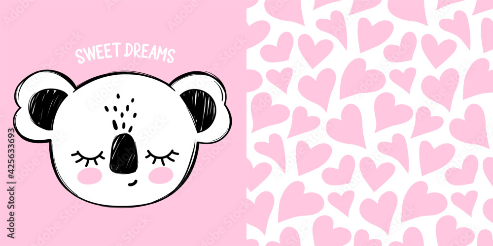 Cute koala bear vector illustration. Doodle cartoon sleeping animal ...