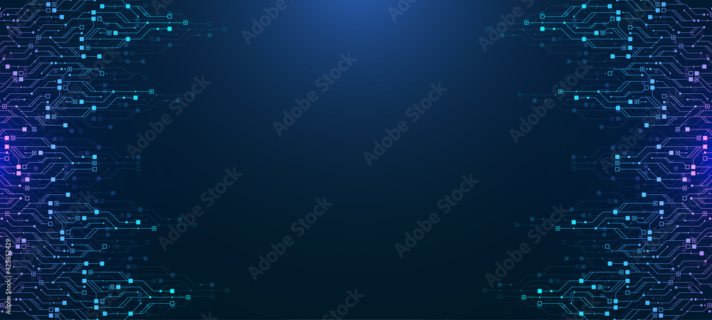 Modern technology circuit board texture background design. Quantum ...