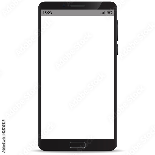 Mobile smartphone with status bar on blank screen realistic icon for ...