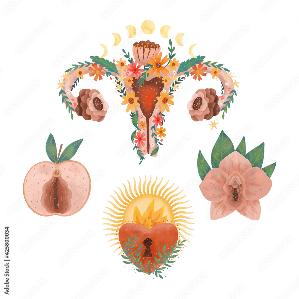 Abstract latent image of the female reproductive organs. modern Art ...