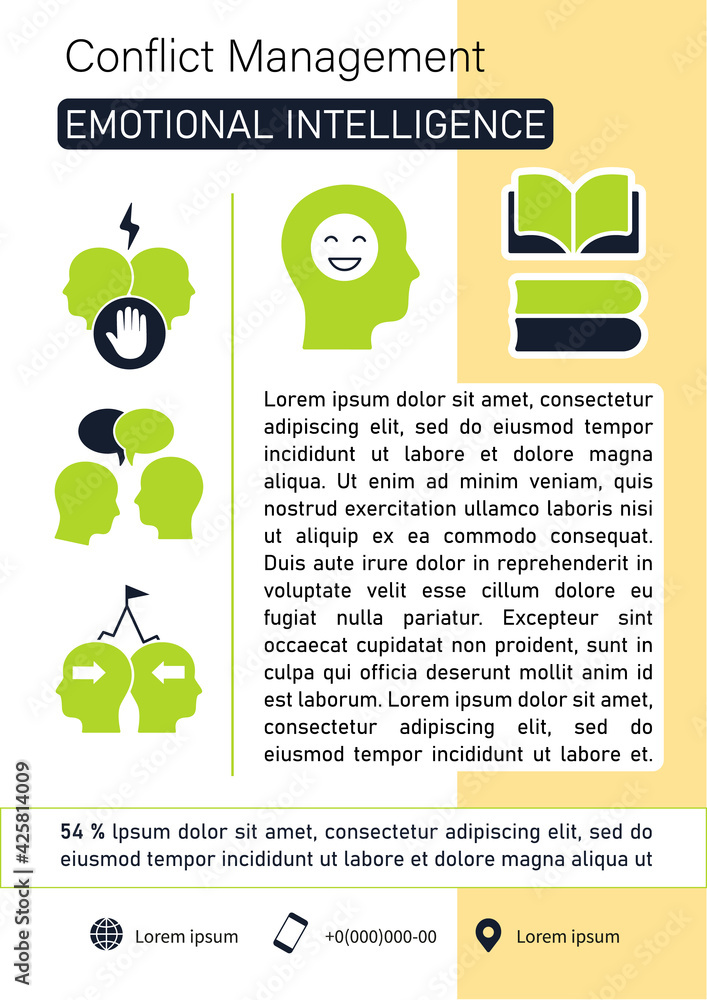 Stock-Vektorgrafik „Conflict management brochure. Emotional ...
