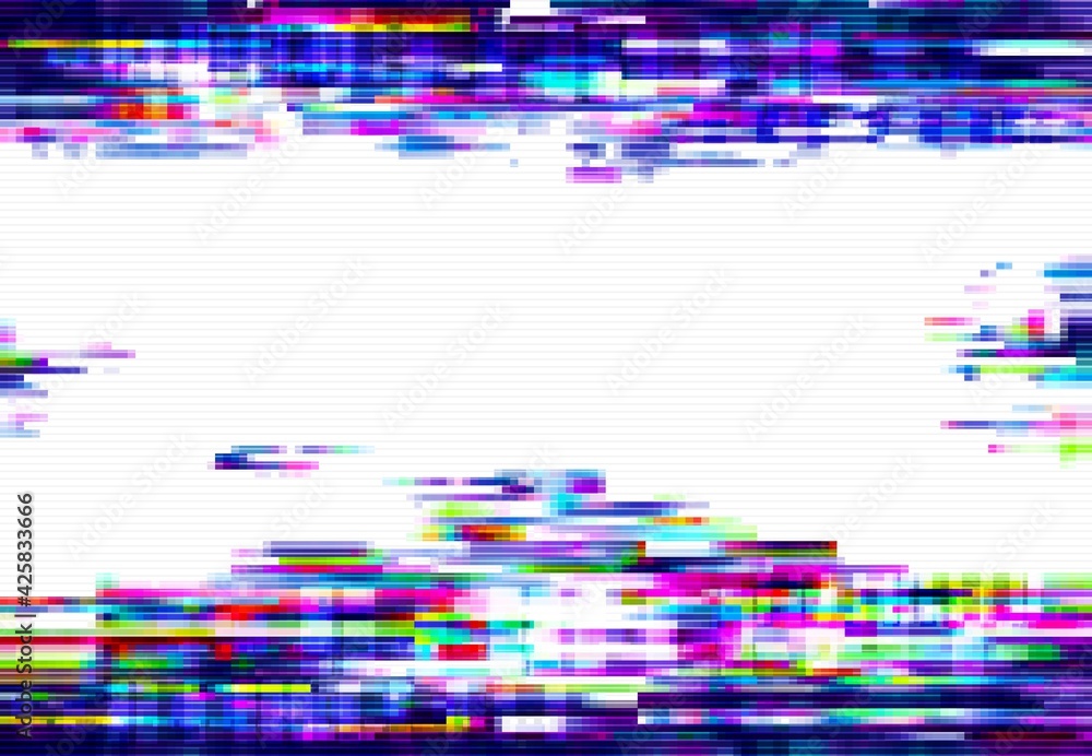 Vector de Stock Glitch pixels vector abstract background, distorted glitched colored and neon ...