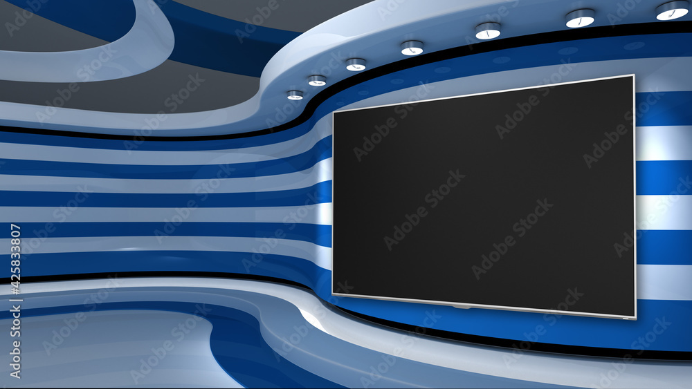 Blue stripes background. White stripes background. Tv studio. Green ...
