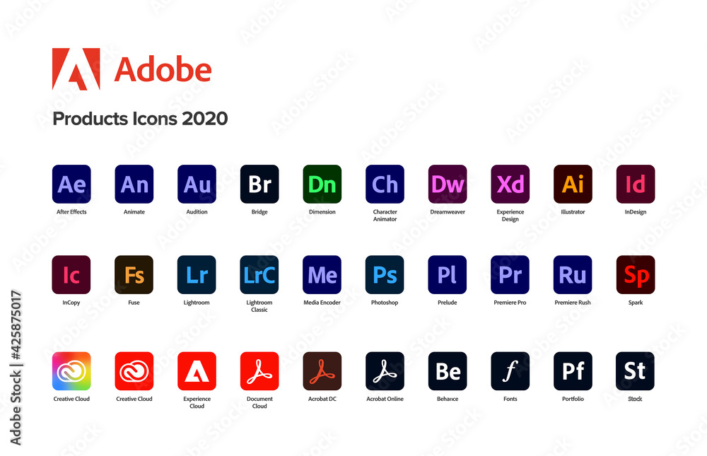 MOSCOW, RUSSIA - APRIL 6, 2021: Set icons Adobe - After Effects ...