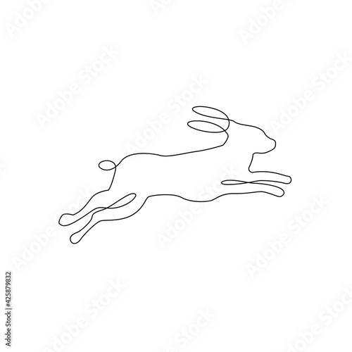Minimalistic One Line running Rabbit Icon. Line drawing rabbit tattoo ...