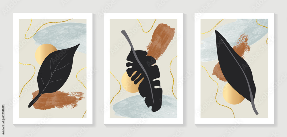 Abstract art leaf background vector. Organic abstract art style ...