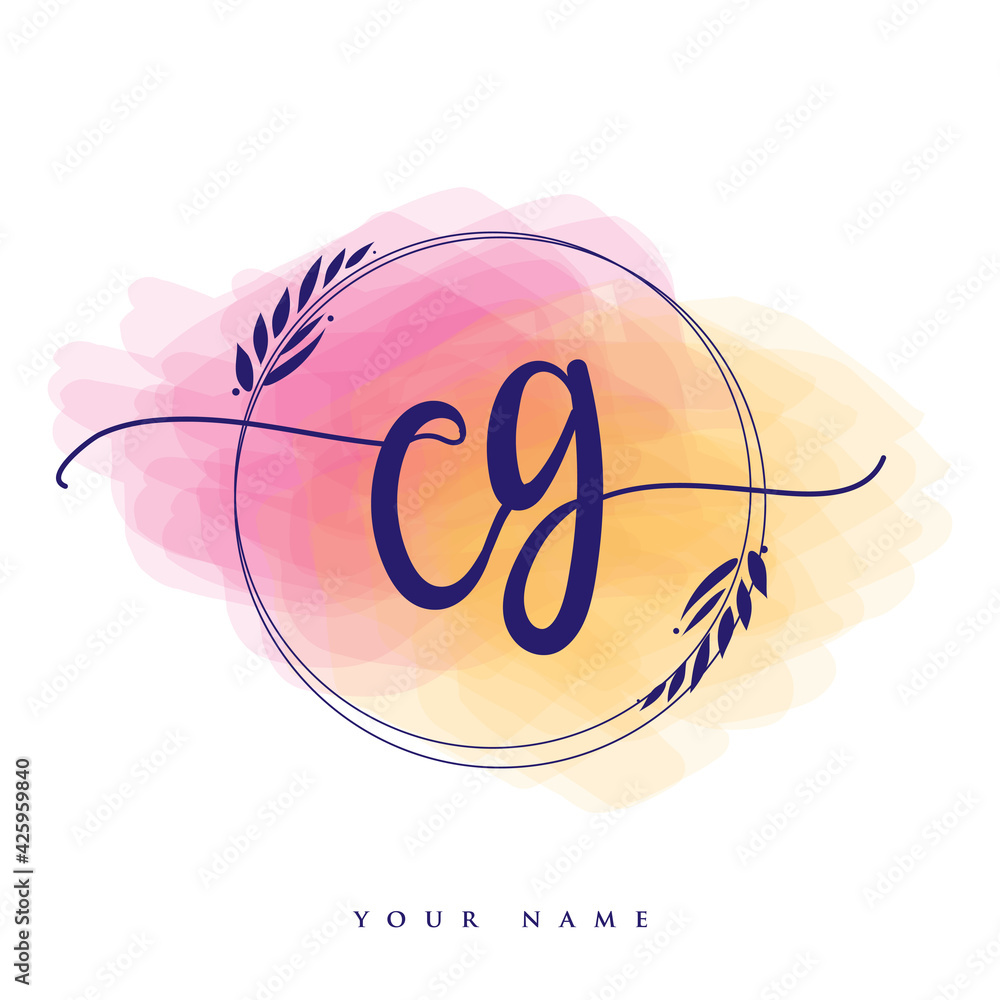 CG Initial handwriting logo. Hand lettering Initials logo branding ...
