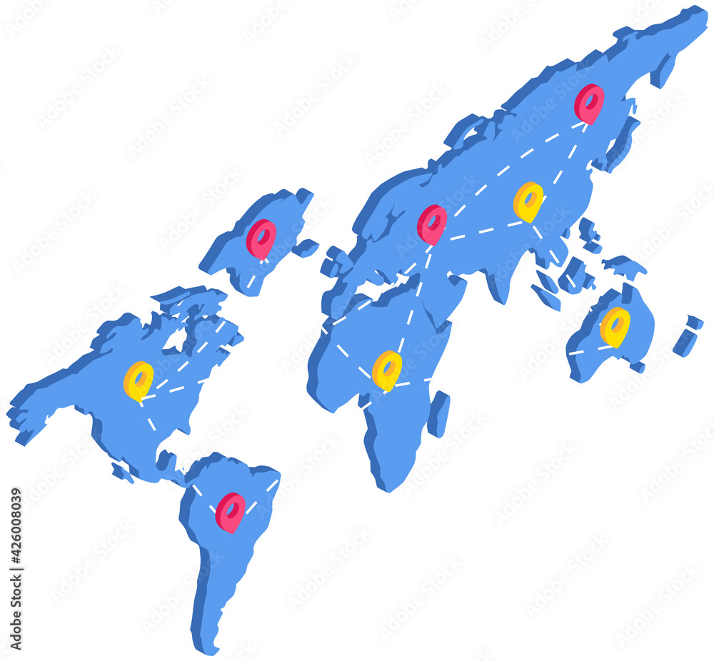 International postal mail delivery service isometric composition ...