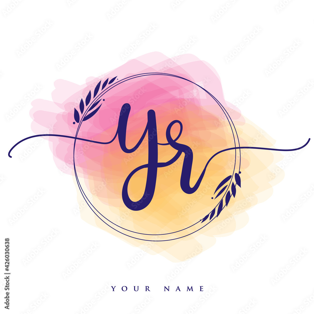 YR Initial handwriting logo. Hand lettering Initials logo branding ...