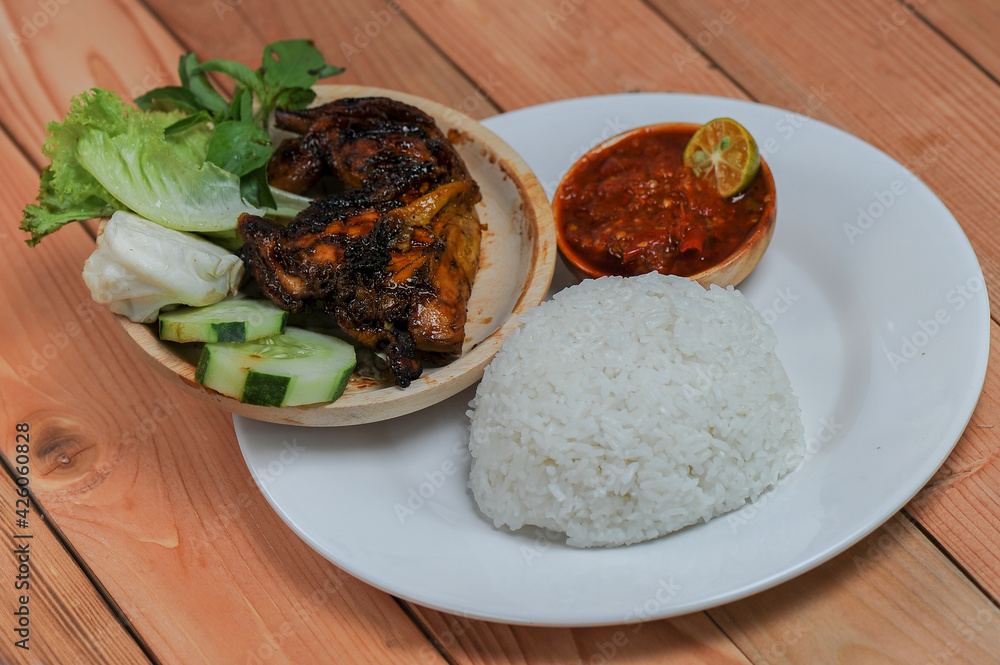 Ayam Penyet / grilled chicken, this food is a traditional food from ...