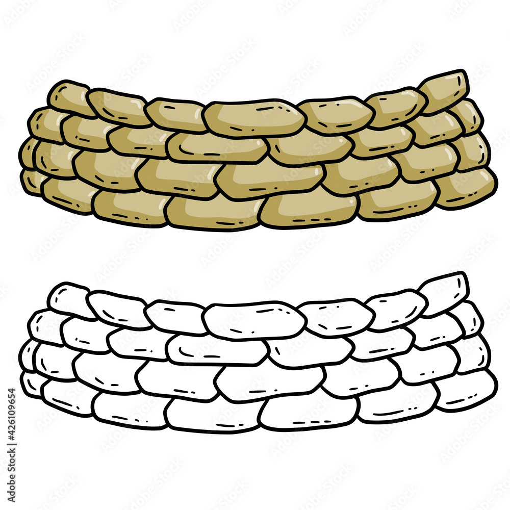 Barricade of sandbags. Fortified point. Defense construction. Modern ...