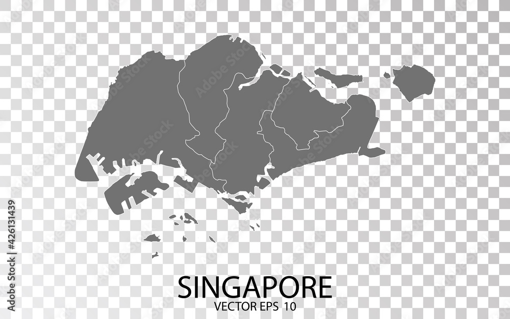 Transparent - Grey Map of Singapore. Vector Eps 10. Stock Vector ...