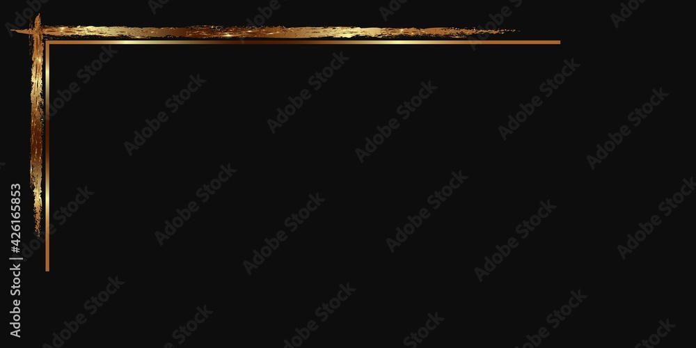 Gold or copper corners with a gold glitter effect on a dark background ...