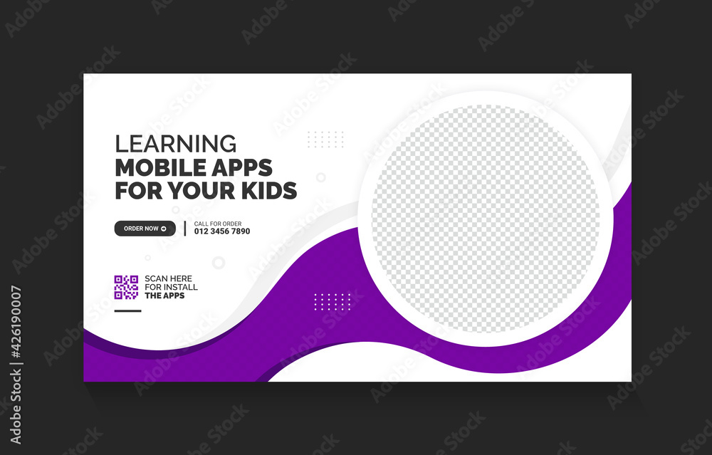 Mobile apps promotion YouTube video thumbnail and web banner template ...