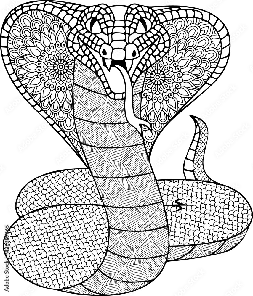 Snake Mandala Vector and coloring pager Stock Vector | Adobe Stock
