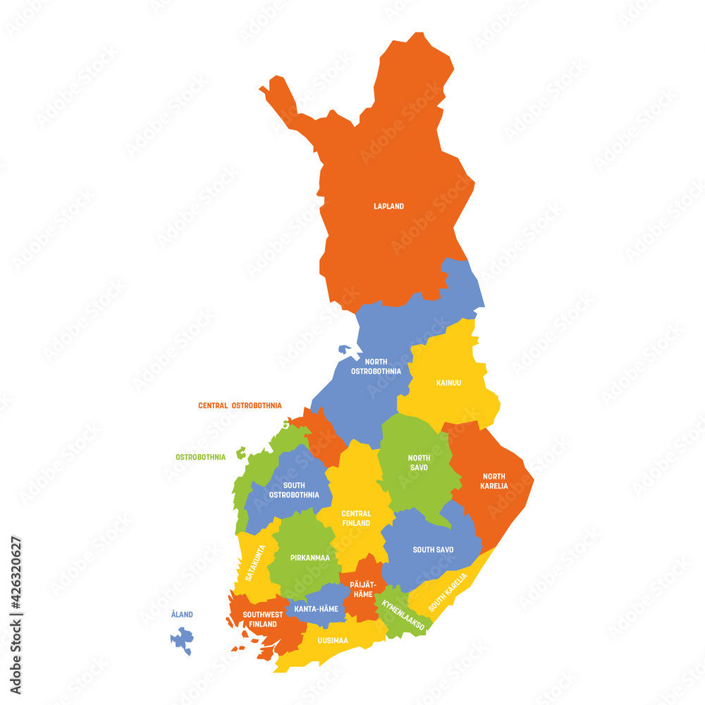 Finland - political map of regions Stock Vector | Adobe Stock