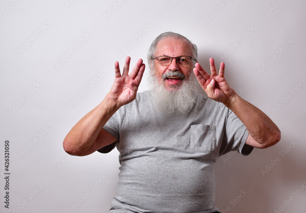 Retired American male showing his f Stock Photo | Adobe Stock