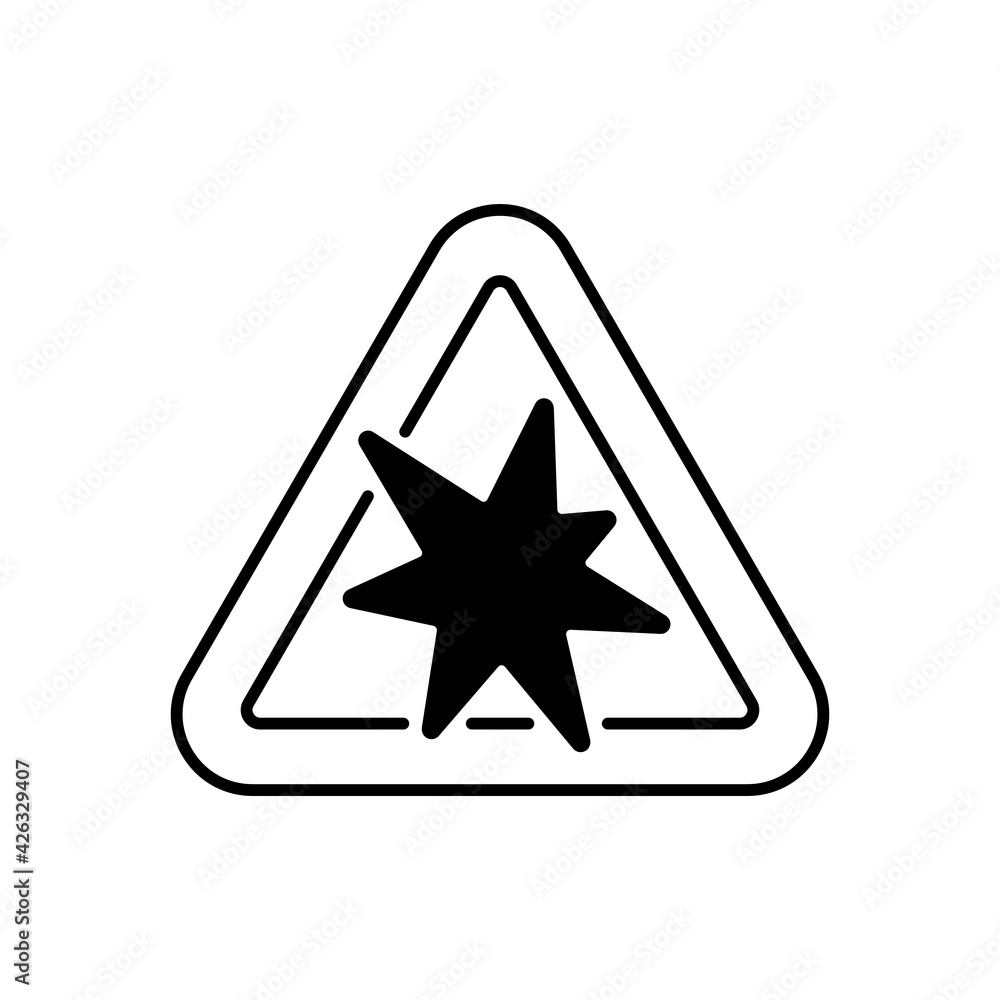 Risk of explosion linear icon. Warning label. Chemical substance. Fire ...