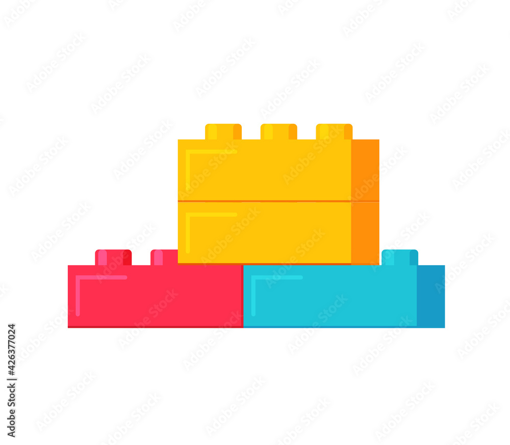 Building plastic toy bricks or child blocks construction vector flat ...