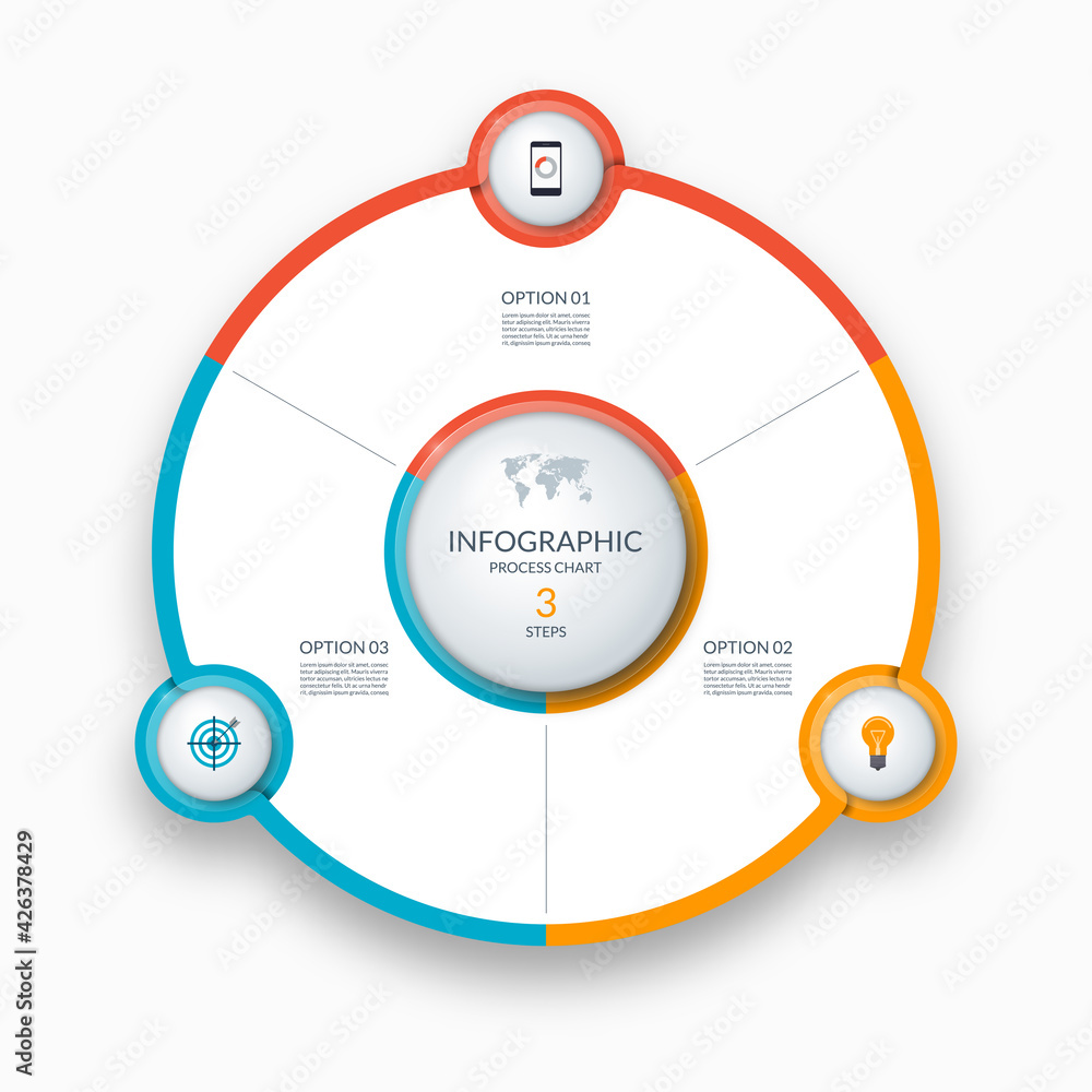 Infographic circle, process chart, cycle diagram. 3 steps. Vector ...