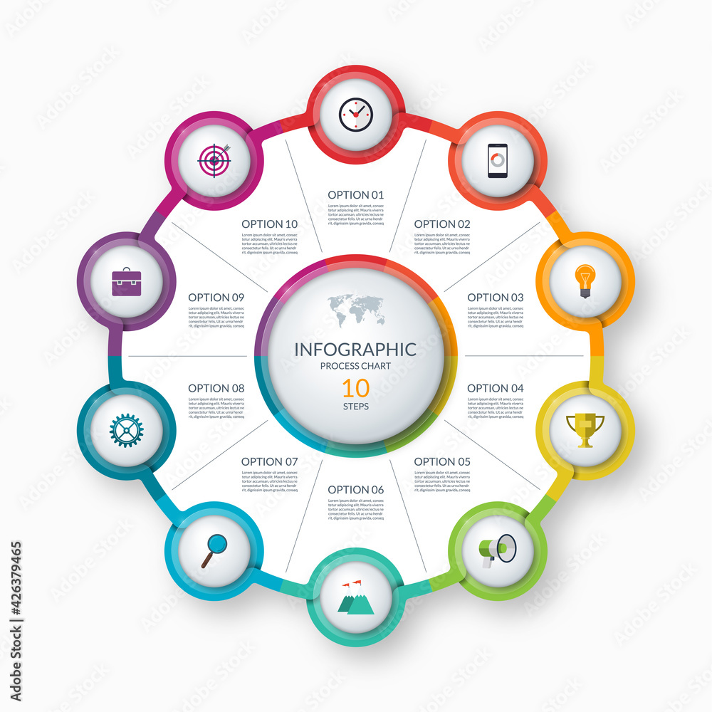 Infographic circle, process chart, cycle diagram. 10 steps. Vector ...