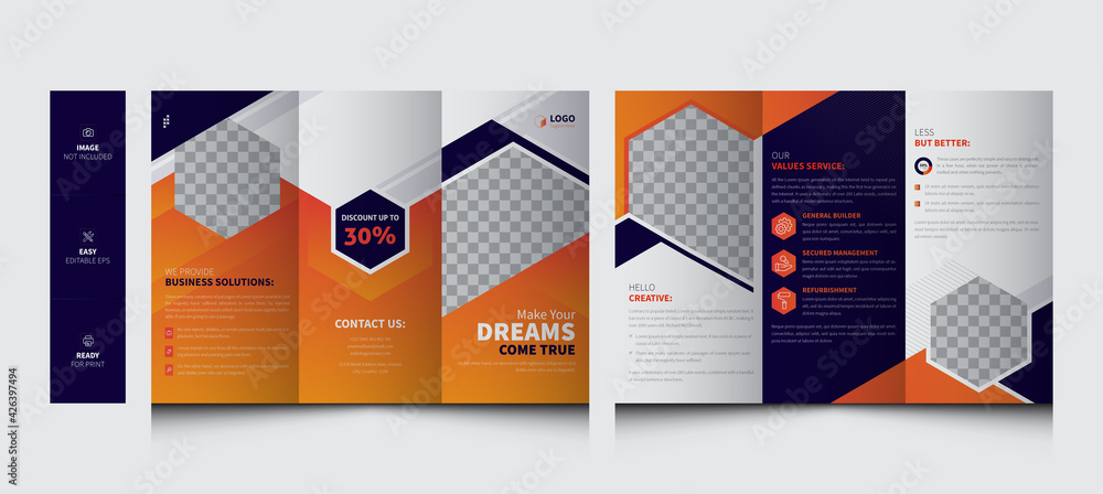 Tri-Fold Brochure Template. Marketing Fold Brochure. Corporate Agency ...