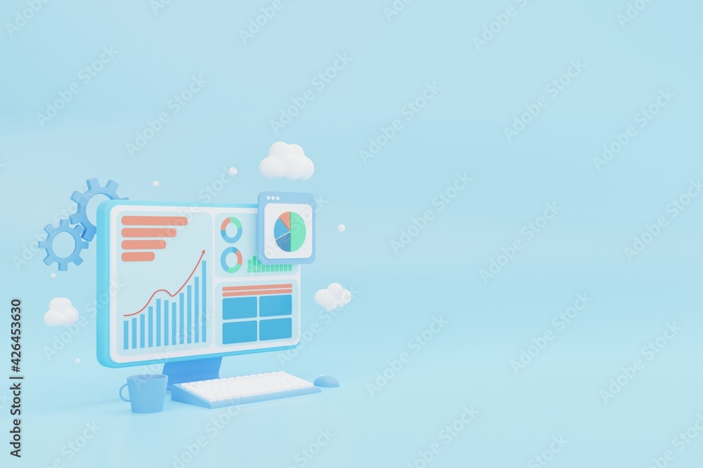 Стокова ілюстрація 3D rendering workplace business and finance ...