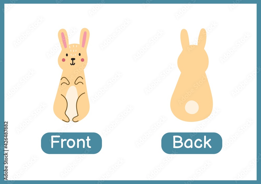 Front and back opposite adjectives educational wordcard. Flashcard with ...