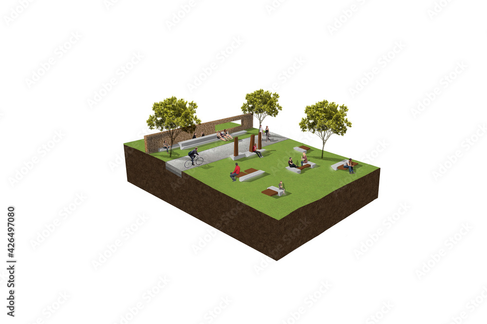 Axonometrica Parque Stock Illustration | Adobe Stock