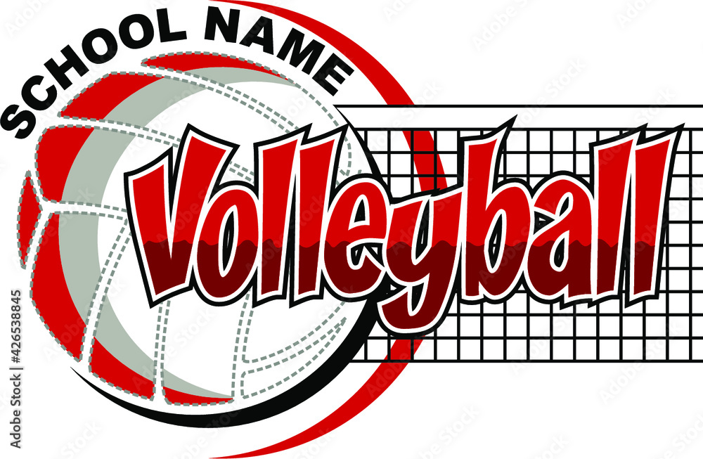 volleyball team design with ball and net for school, college or league ...