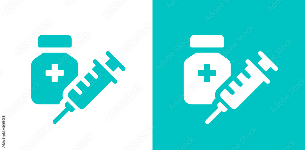 Syringe with vaccine icon symbol vector. Stock Vector | Adobe Stock