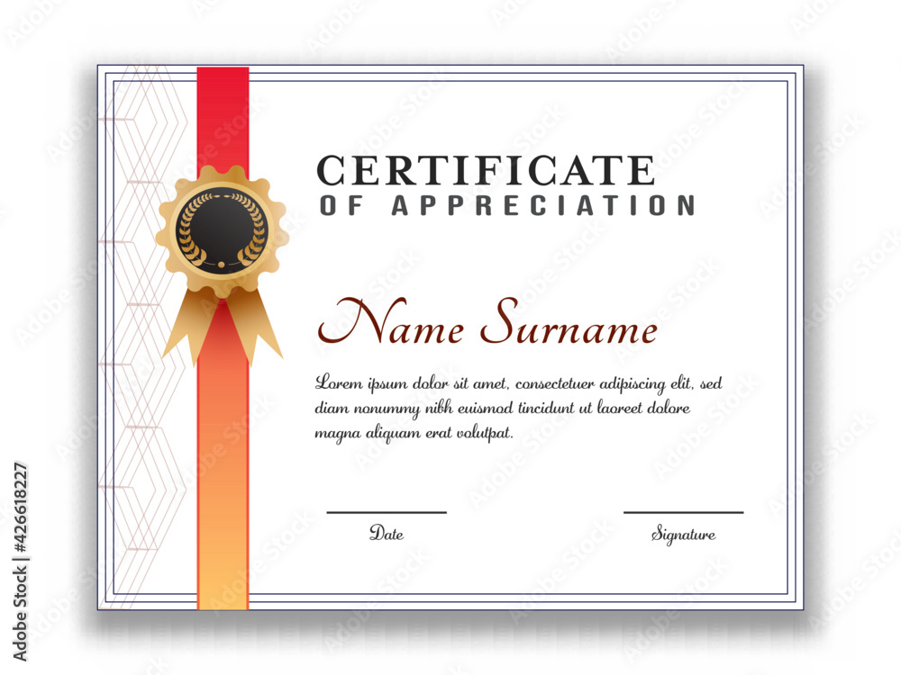 Certificate Of Appreciation Award Template Layout In White Color. 素材庫向量 ...