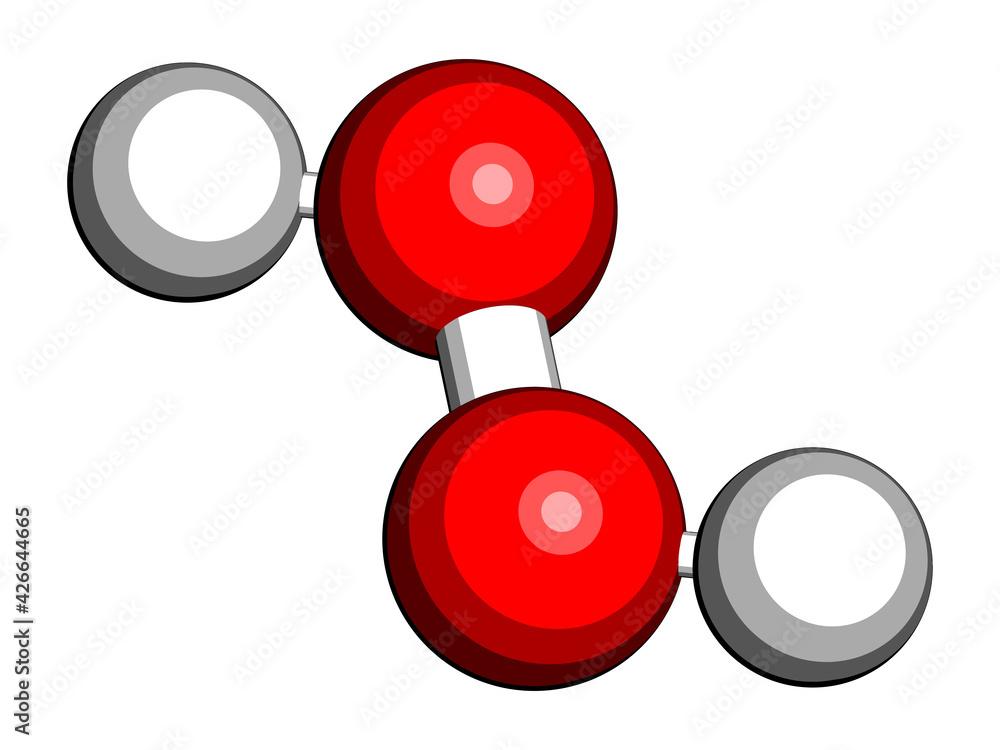 Hydrogen peroxide molecule. Reactive oxygen species (ROS). Used as ...