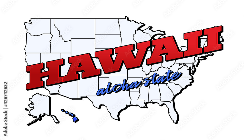 hawaii state. Vector illustration with US hawaii state on american map ...