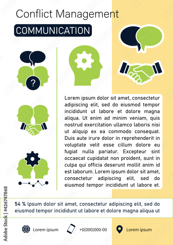 Conflict management brochure. Communication template. Flyer, magazine ...