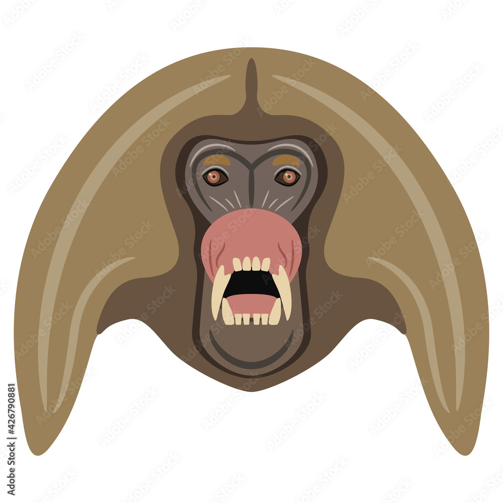 Vector de Stock Head of a grinning male gelada baboon monkey face ...