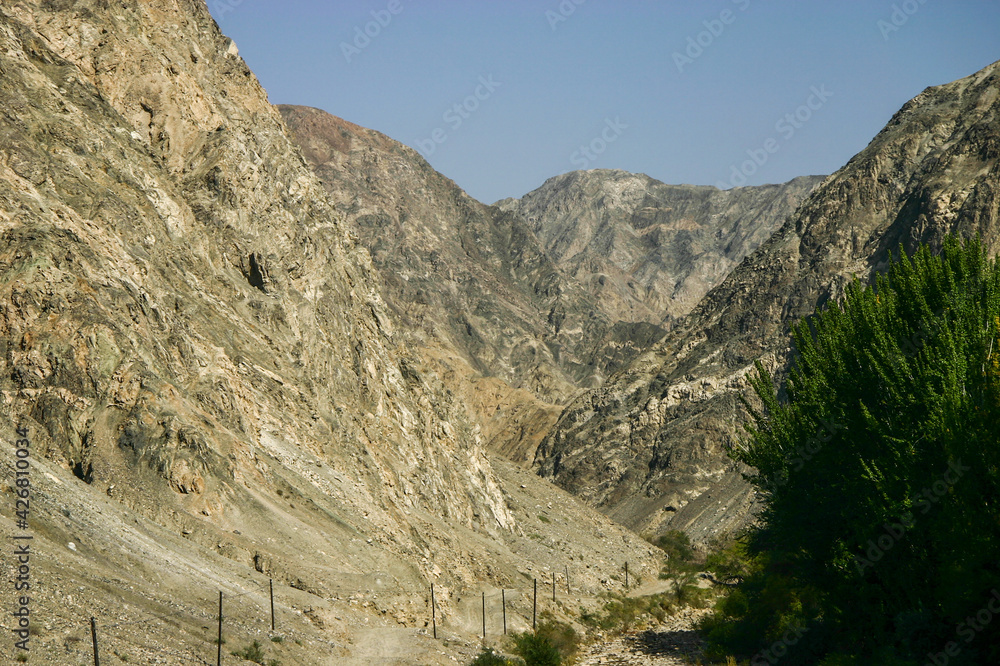 Rugged gorge seen from the Iron Gate Pass in Korla, Xinjiang, China ...