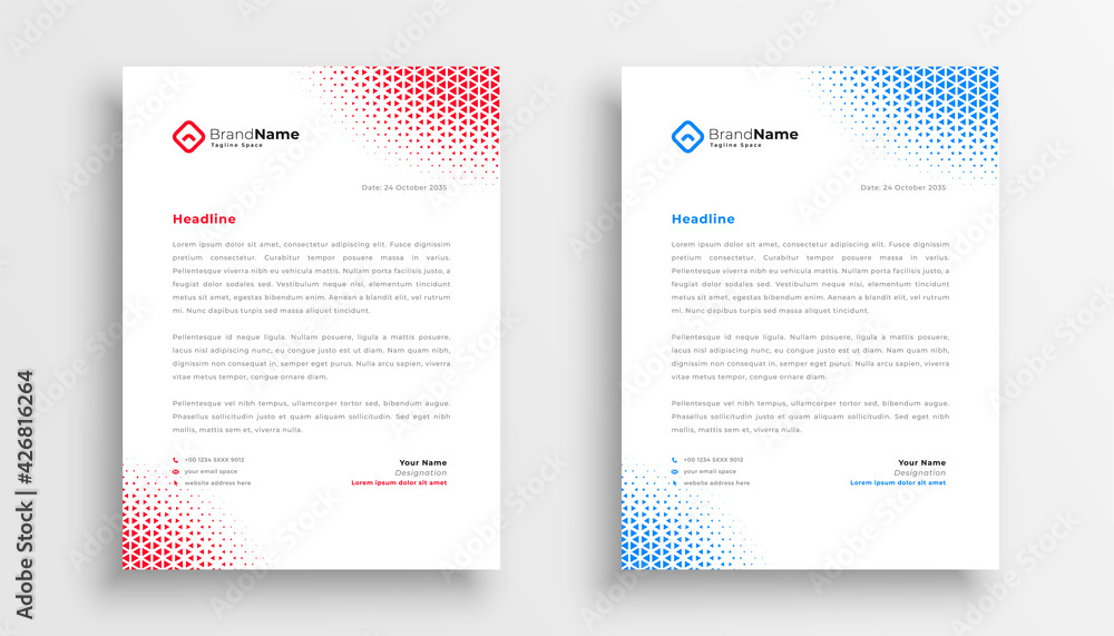 abstract halftone style letterhead template design Stock Vector | Adobe ...